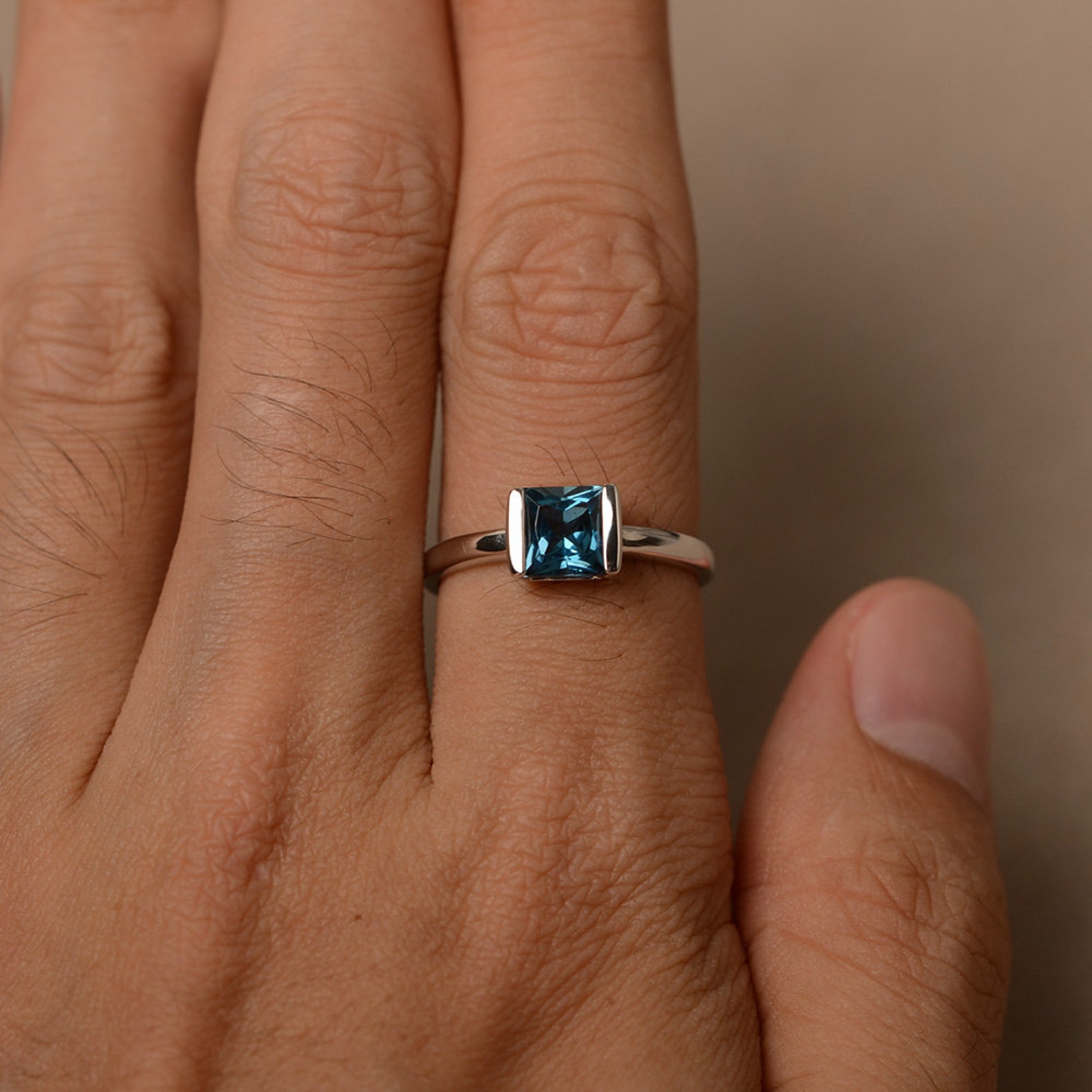 Real Blue Topaz London Blue Topaz Engagement Ring Sterling - Etsy
