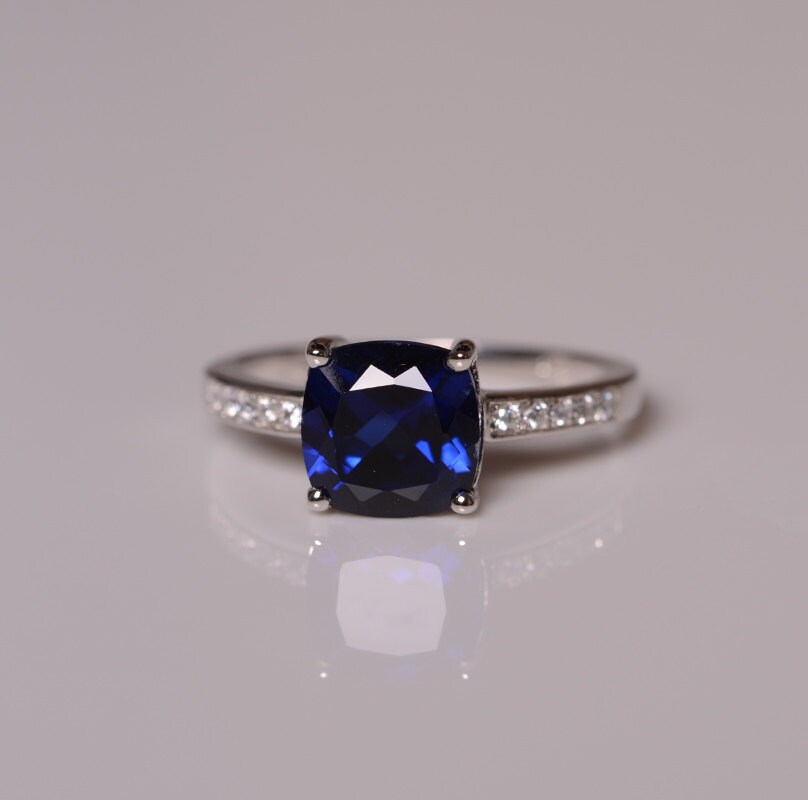 Lab Sapphire Ring September Birthstone Blue Gemstone Ring - Etsy