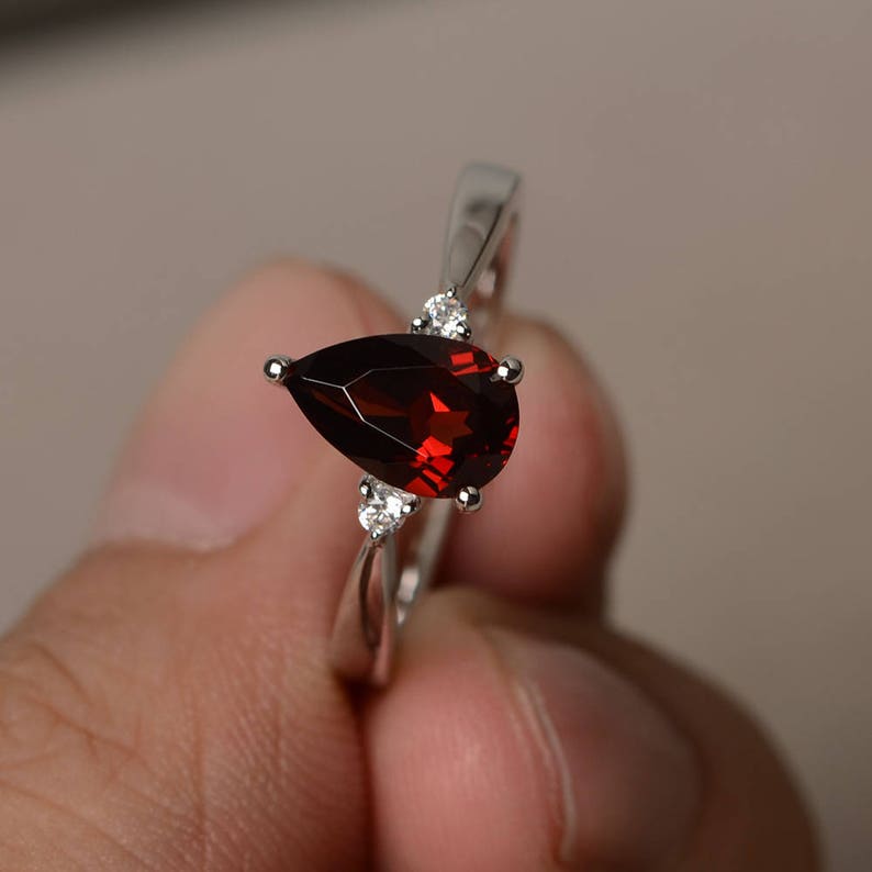 Proposal Ring Natural Red Garnet Ring January Birthstone Ring - Etsy