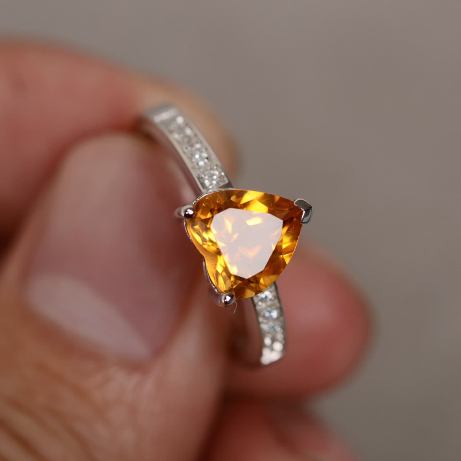 Natural Citrine Ring Sterling Silver Quartz Gemstone Ring - Etsy
