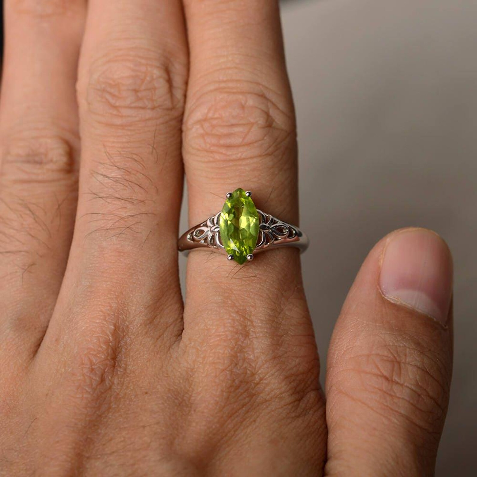 Peridot Rings Sterling Silver August Birthstone Solitaire Engagement ...