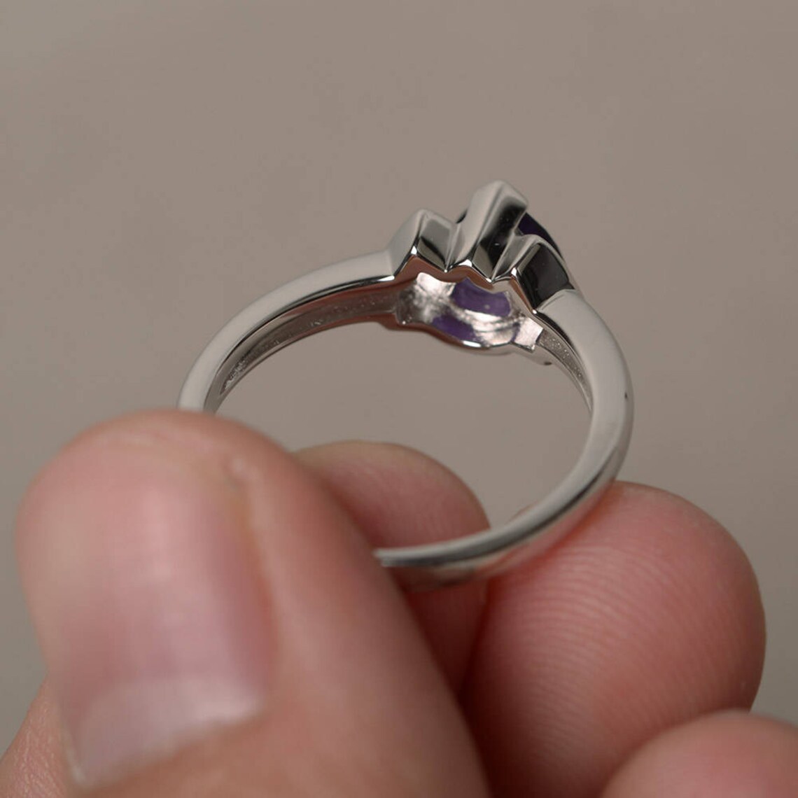 Unique Engagement Rings Natural Amethyst Rings Trillion Cut - Etsy