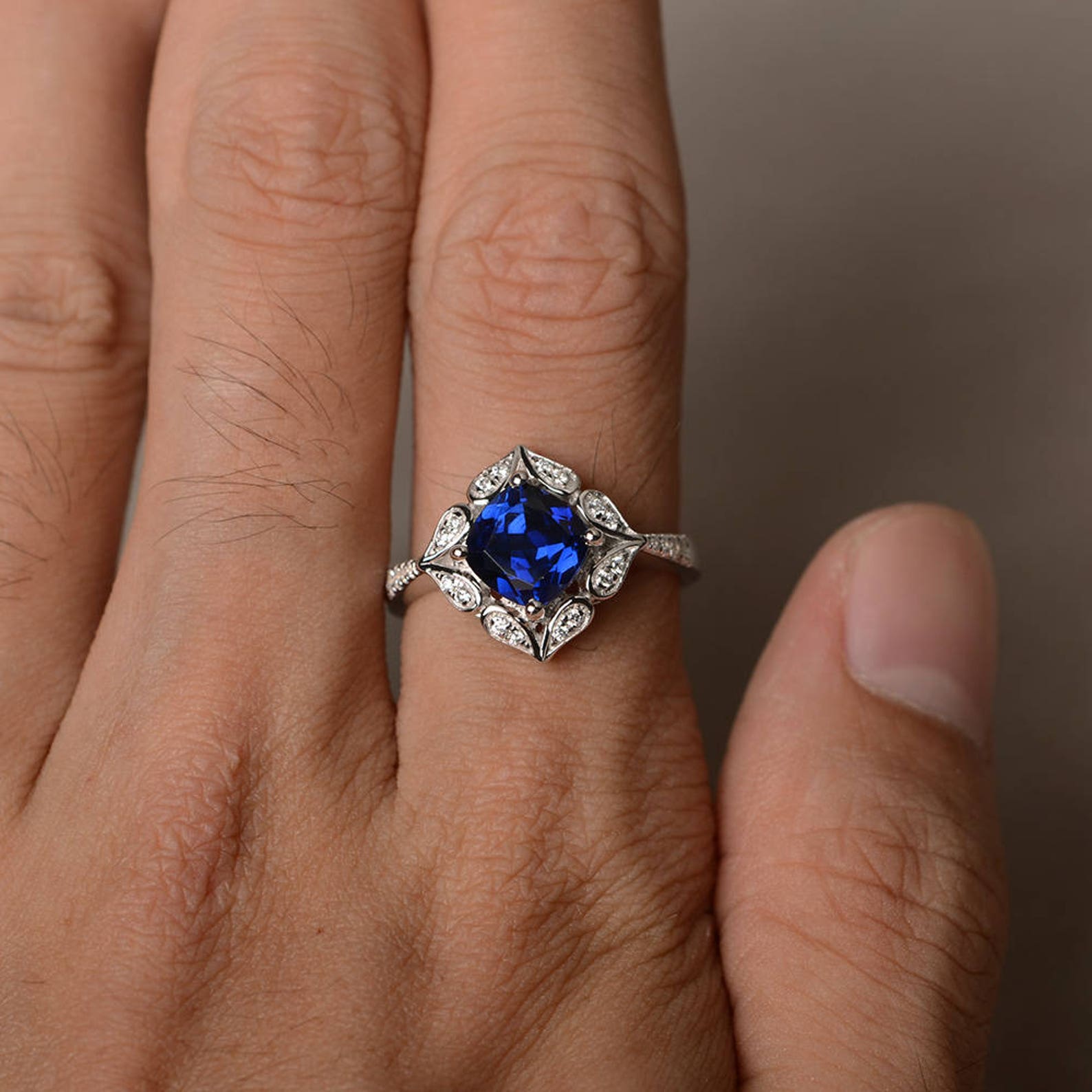 Blue Sapphire Ring Engagement Ring September Birthstone Ring - Etsy