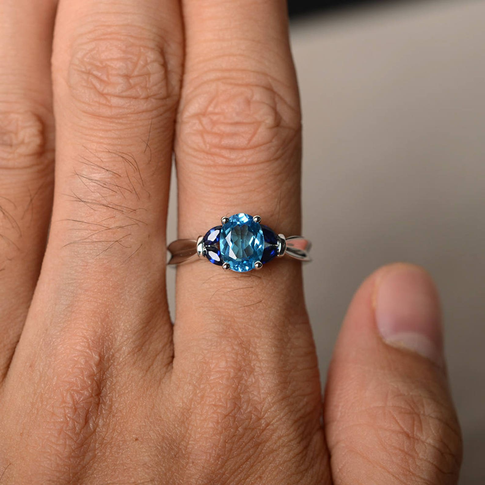 Real Swiss Blue Topaz Rings Wedding Rings Oval Shape Rings - Etsy