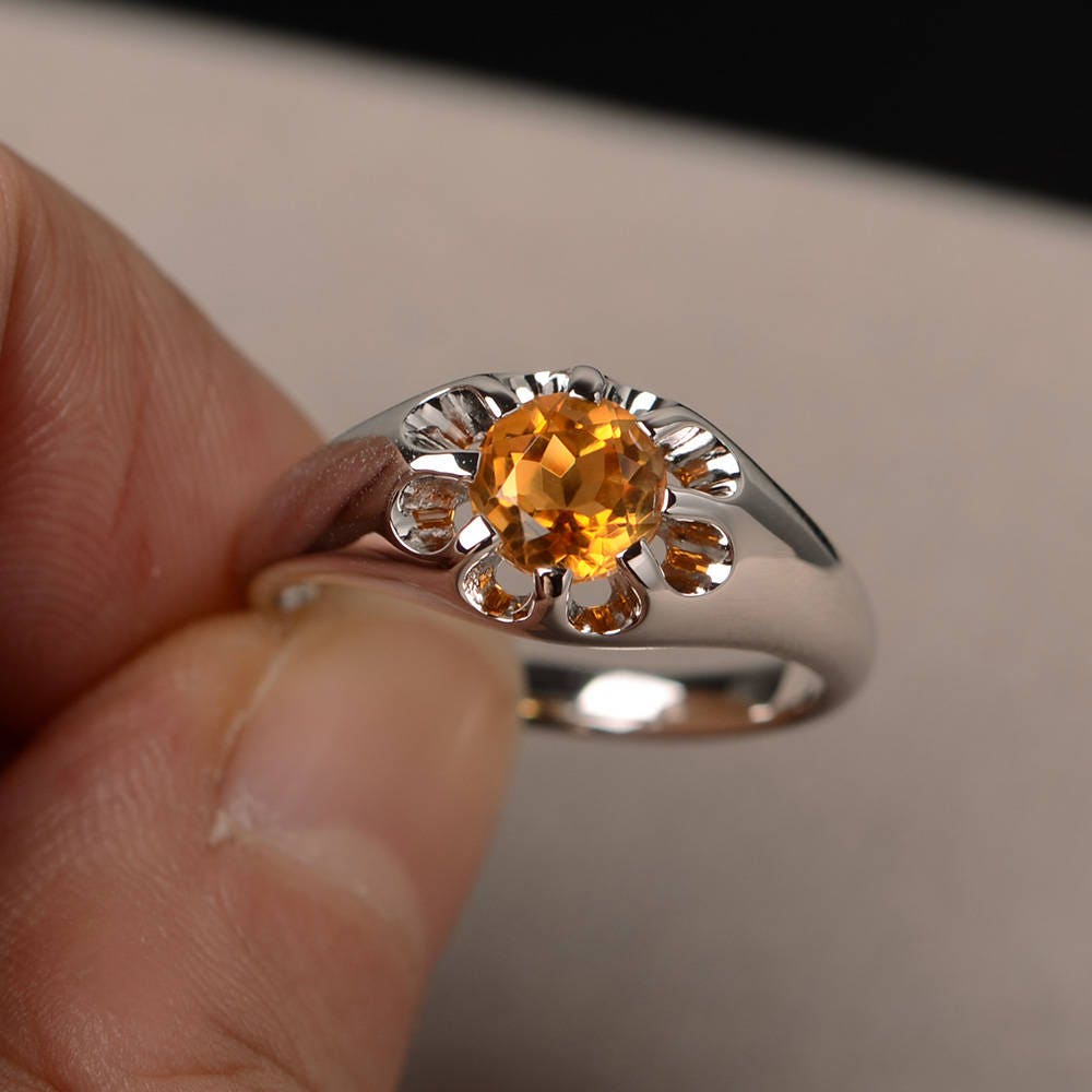 November Birthstone Natural Citrine Ring Promise Ring Sterling | Etsy