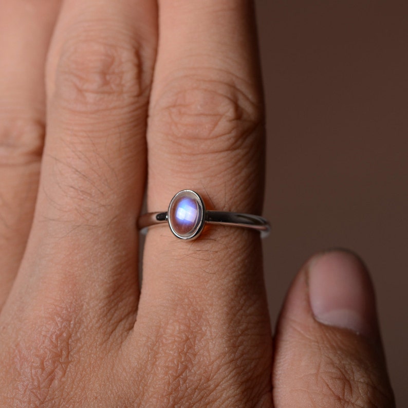 Natural Blue Moonstone Ring Silver Gemstone Jewelry Sterling | Etsy