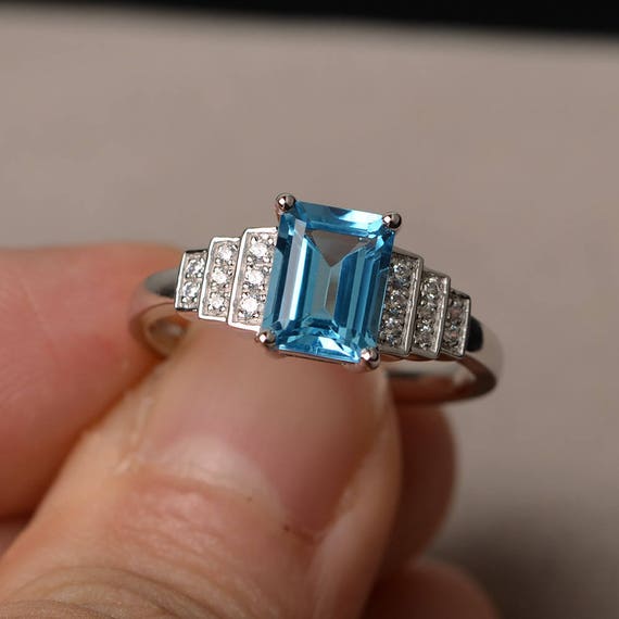 Swiss Blue Topaz Ring Wedding Ring Sterling Silver Ring | Etsy