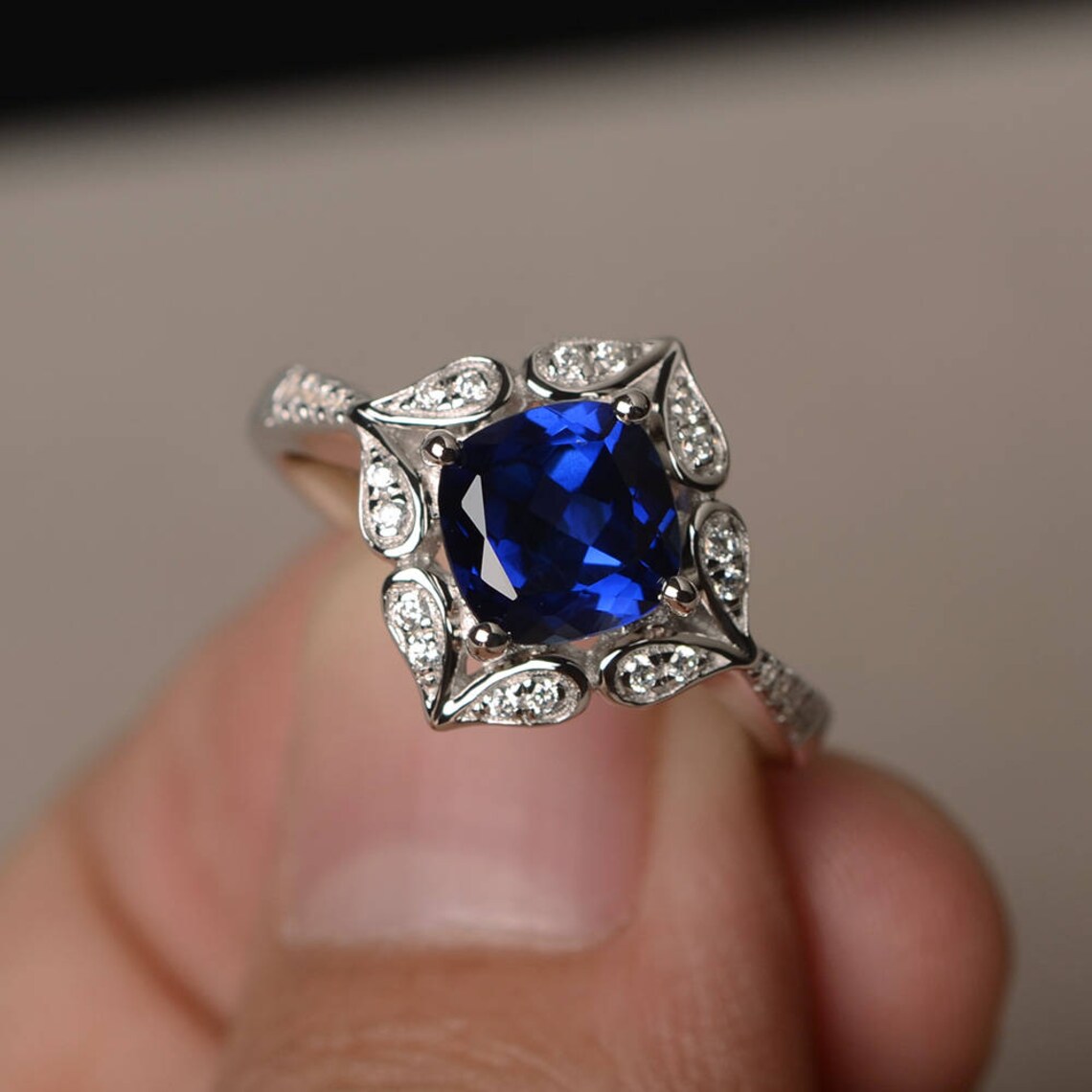 Blue Sapphire Ring Engagement Ring September Birthstone Ring - Etsy