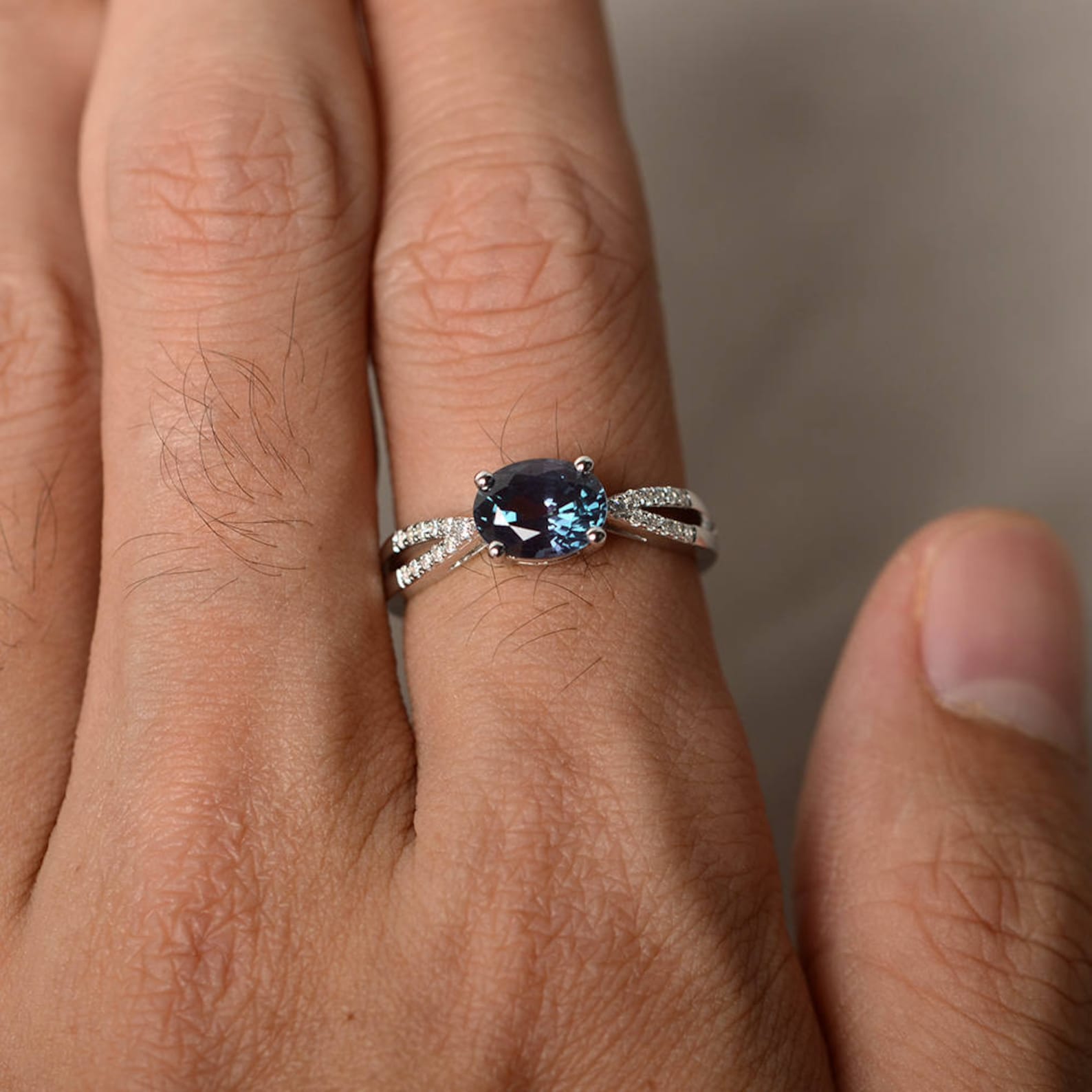 Alexandrite Rings June Birthstone Oval Cut Color Changing - Etsy