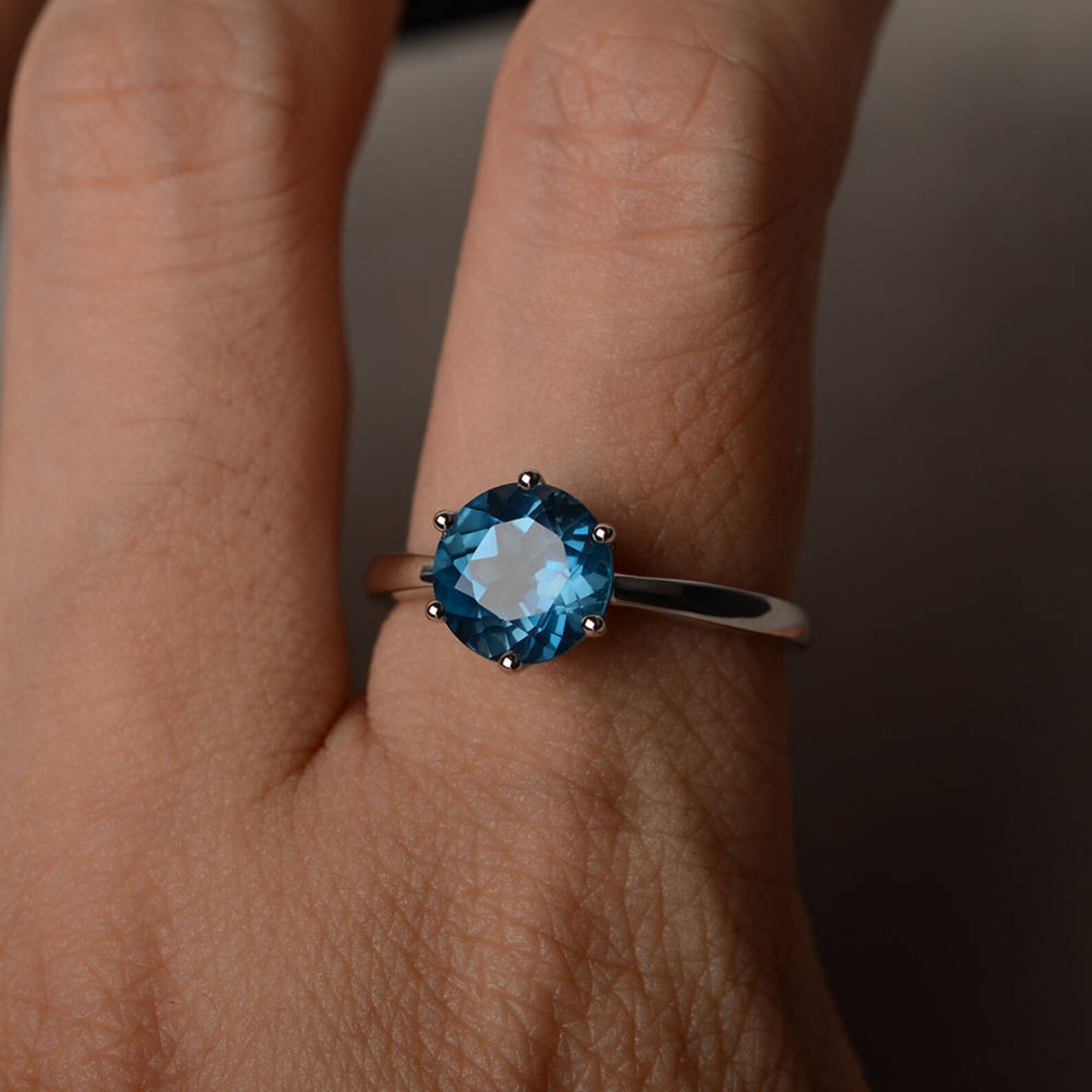 Solitaire Ring London Blue Topaz Ring Anniversary Ring - Etsy