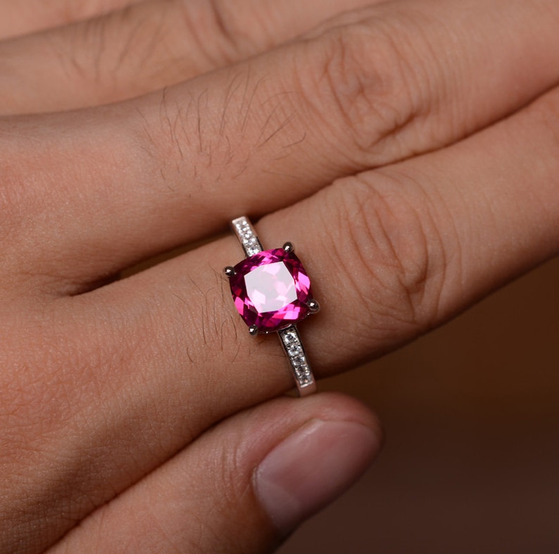 Gemstone Ruby Ring for Women Sterling Silver Ring - Etsy