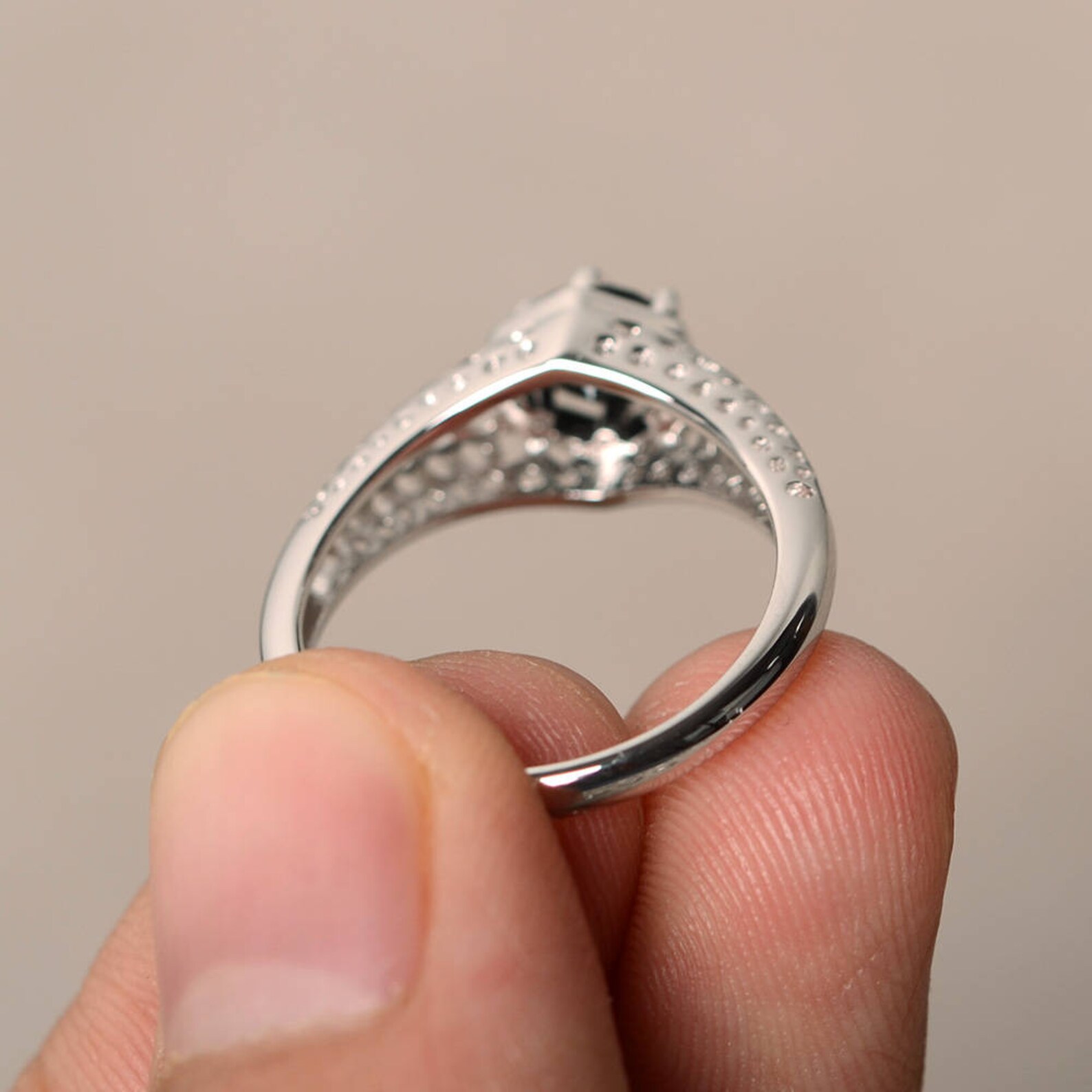 Natural Black Spinel Rings Promise Rings Solid Silver Rings | Etsy