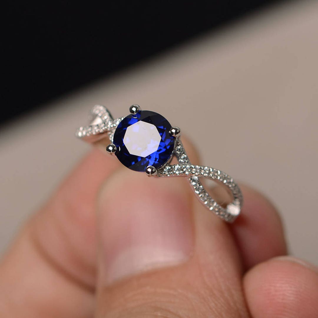 Blue Sapphire Rings Unique Anniversary Rings September Birthstone Blue ...