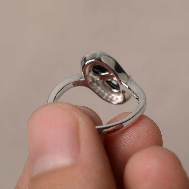 Natural Black Spinel Rings Promise Rings Sterling Silver Rings | Etsy