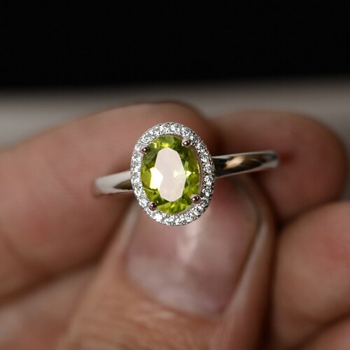 August Birthstone Ring Natural Peridot Ring Gemstone Sterling - Etsy
