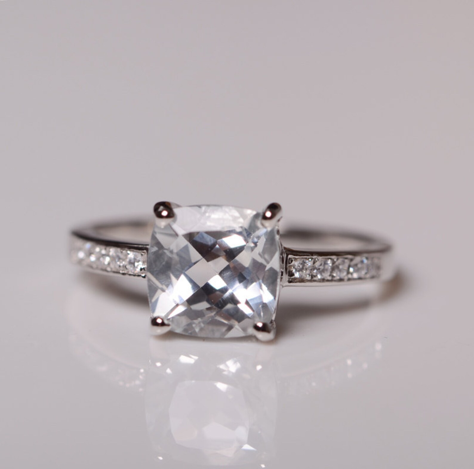 Natural White Topaz Ring Gemstone Silver Ring Engagement - Etsy