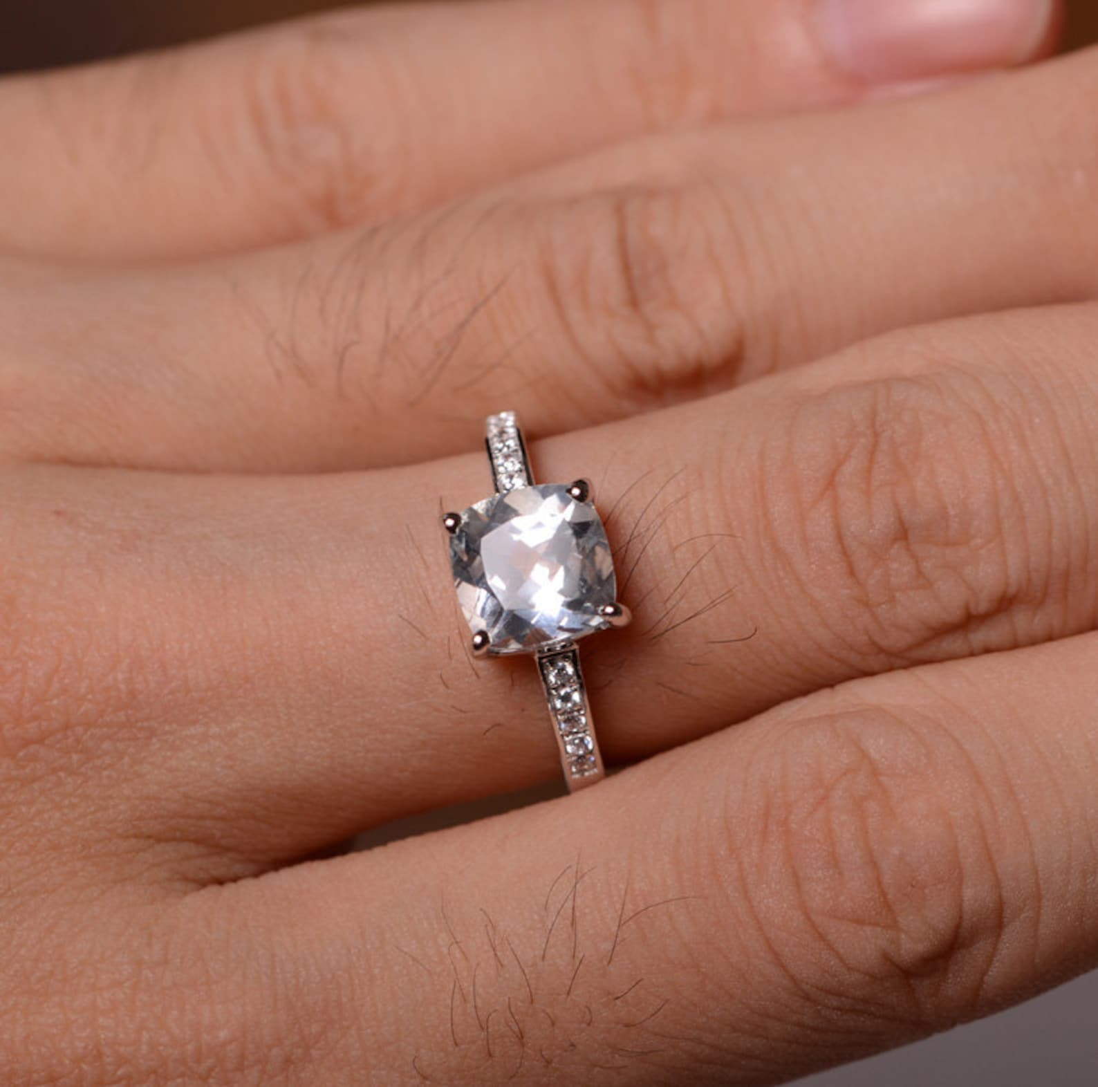 Natural White Topaz Ring Gemstone Silver Ring Engagement - Etsy