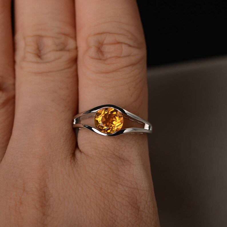Solitaire Ring Natural Citrine Ring Wedding Ring Round Cut | Etsy