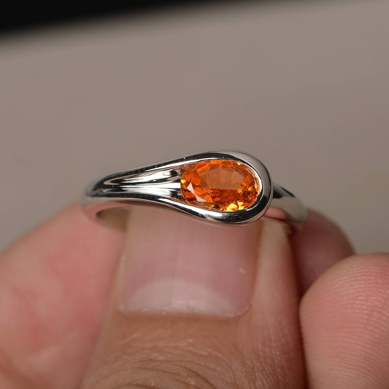 Engagement Ring Natural Spessartite Garnet Ring Orange Garnet - Etsy