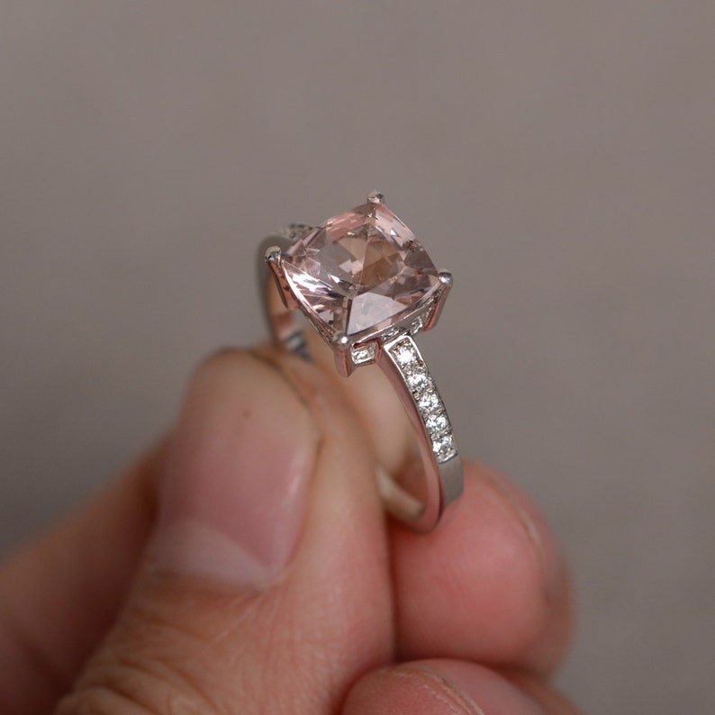 Natural Morganite Ring Silver Pink Beryl Gemstone Ring - Etsy
