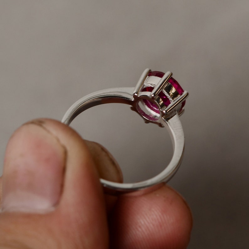 Lab Ruby Ring Sterling Silver Ring July Birthstone Ring - Etsy