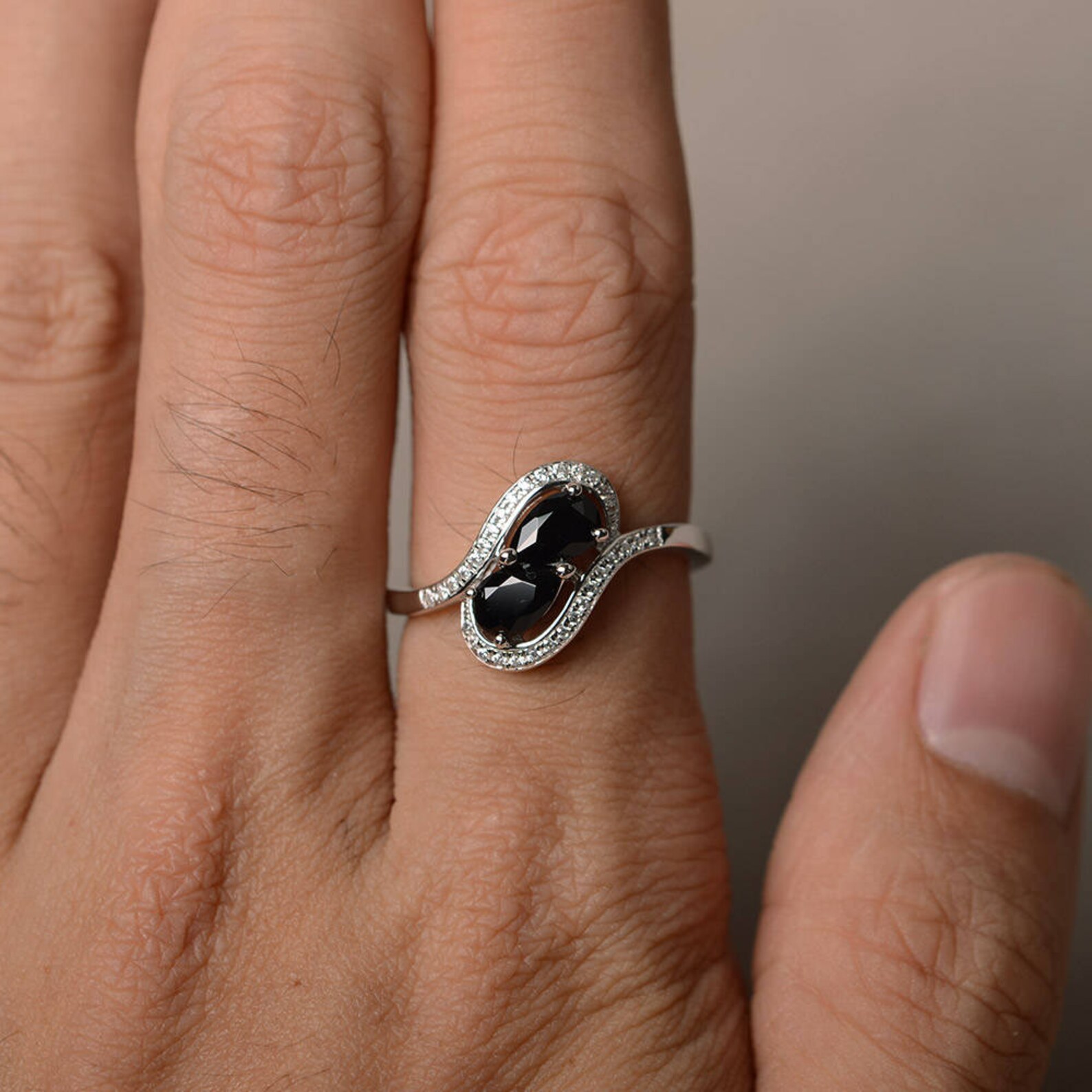 Natural Black Spinel Rings Promise Rings Sterling Silver Rings - Etsy