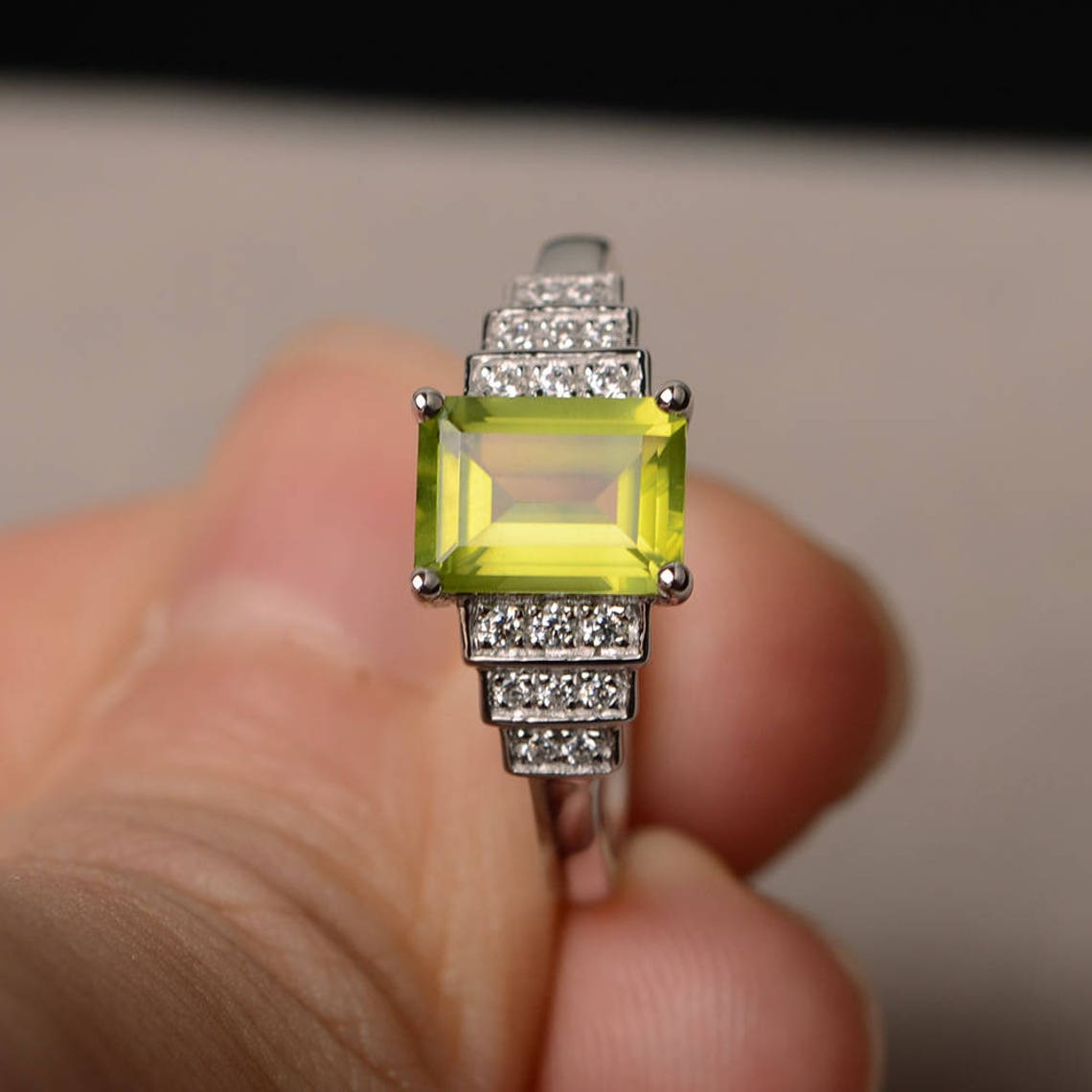 August Birthstone Natural Green Peridot Ring Anniversary Ring | Etsy