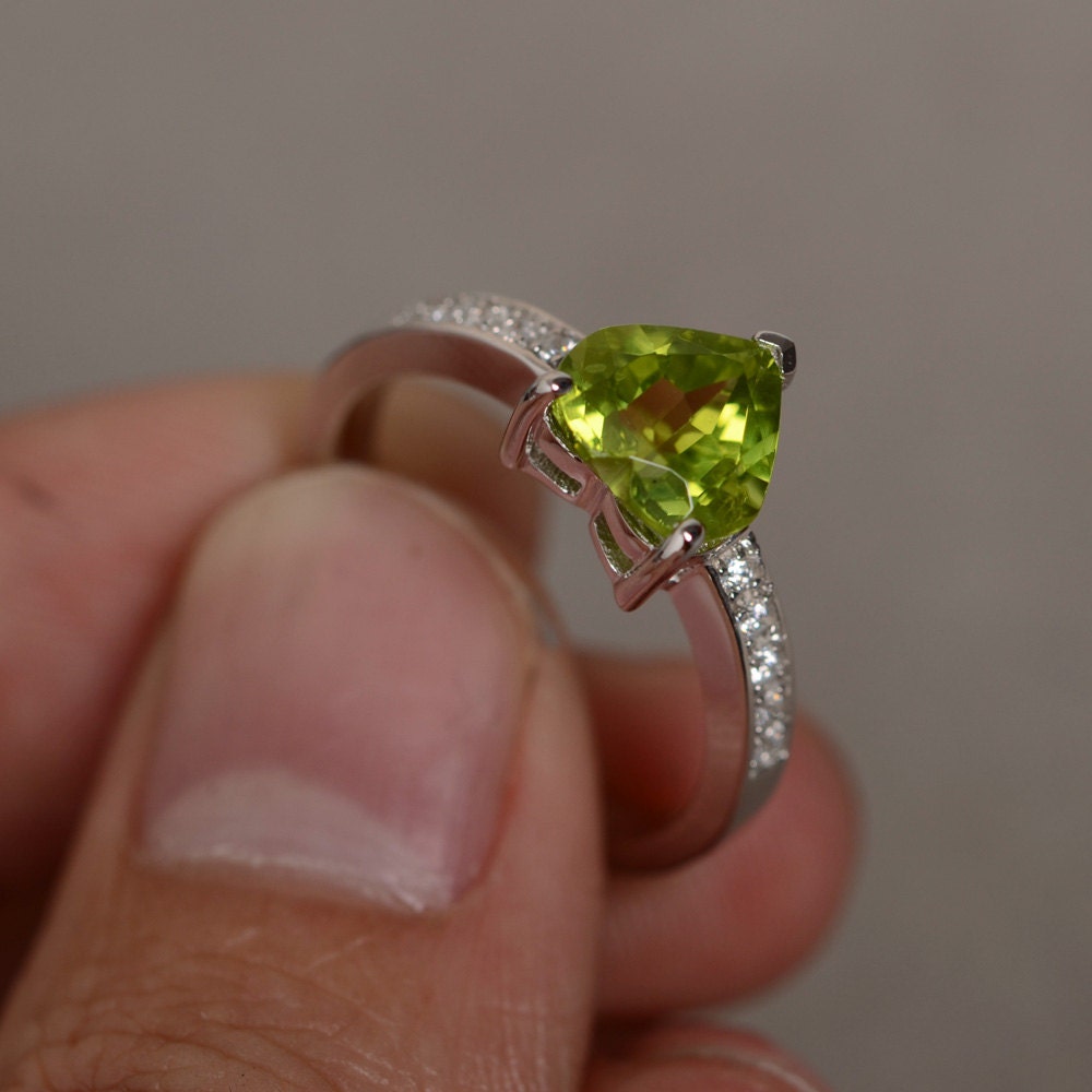 Natural Peridot Ring Green Gemstone Ring Heart Ring Engagement - Etsy