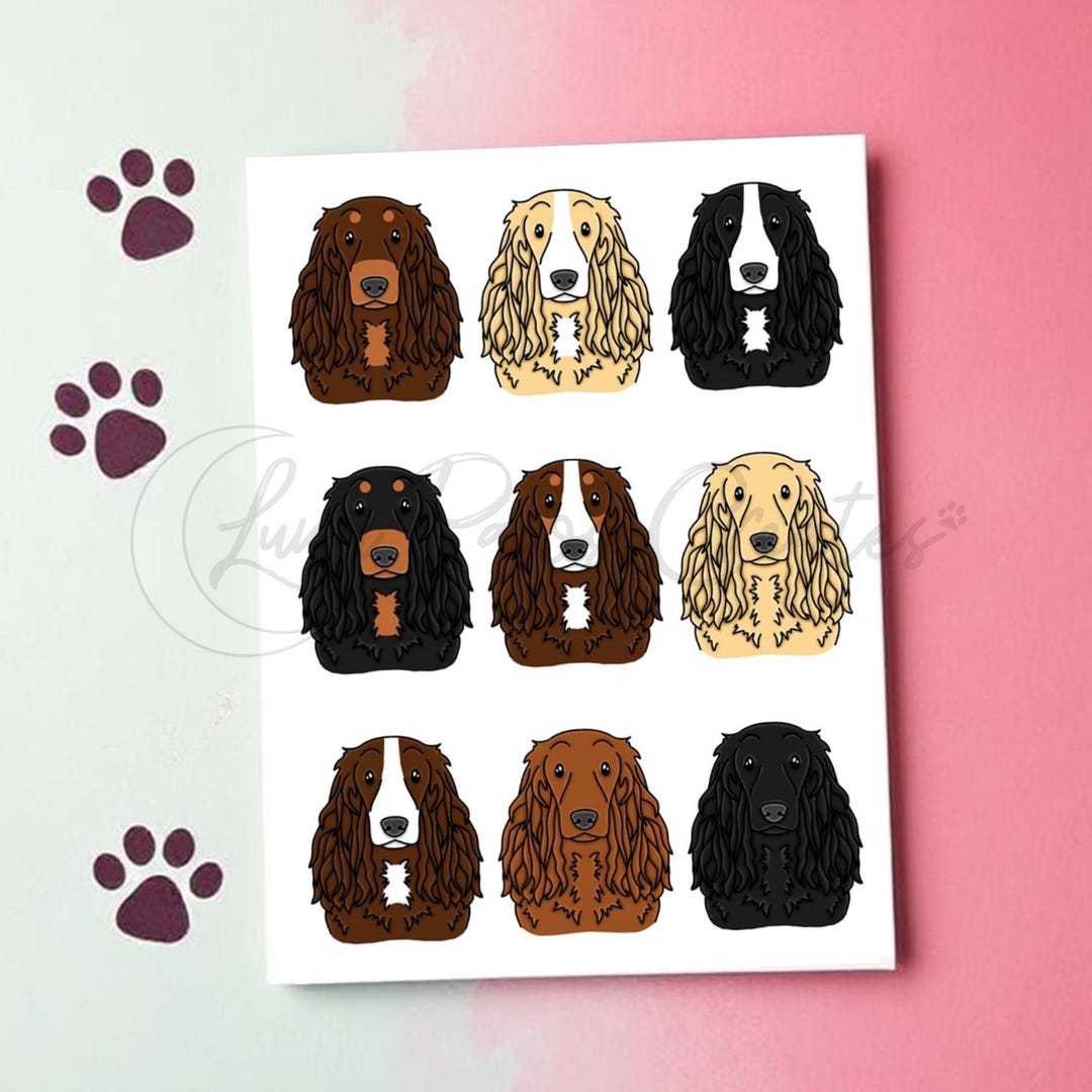 Cocker Spaniel Greetings Card, Spaniel Lover Card, Dog Print Greetings ...