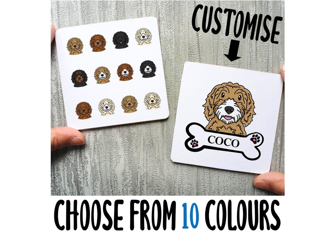 Cavapoo Coaster, Custom Dog Coaster Cavapoo Personalised Dog Gifts Coaster. Cavapoo Christmas ...