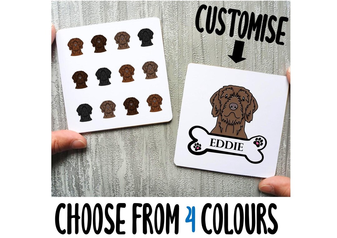 Pudelpointer Coaster, Custom Dog Coaster Pudelpointer Personalised Dog Gifts Coaster ...