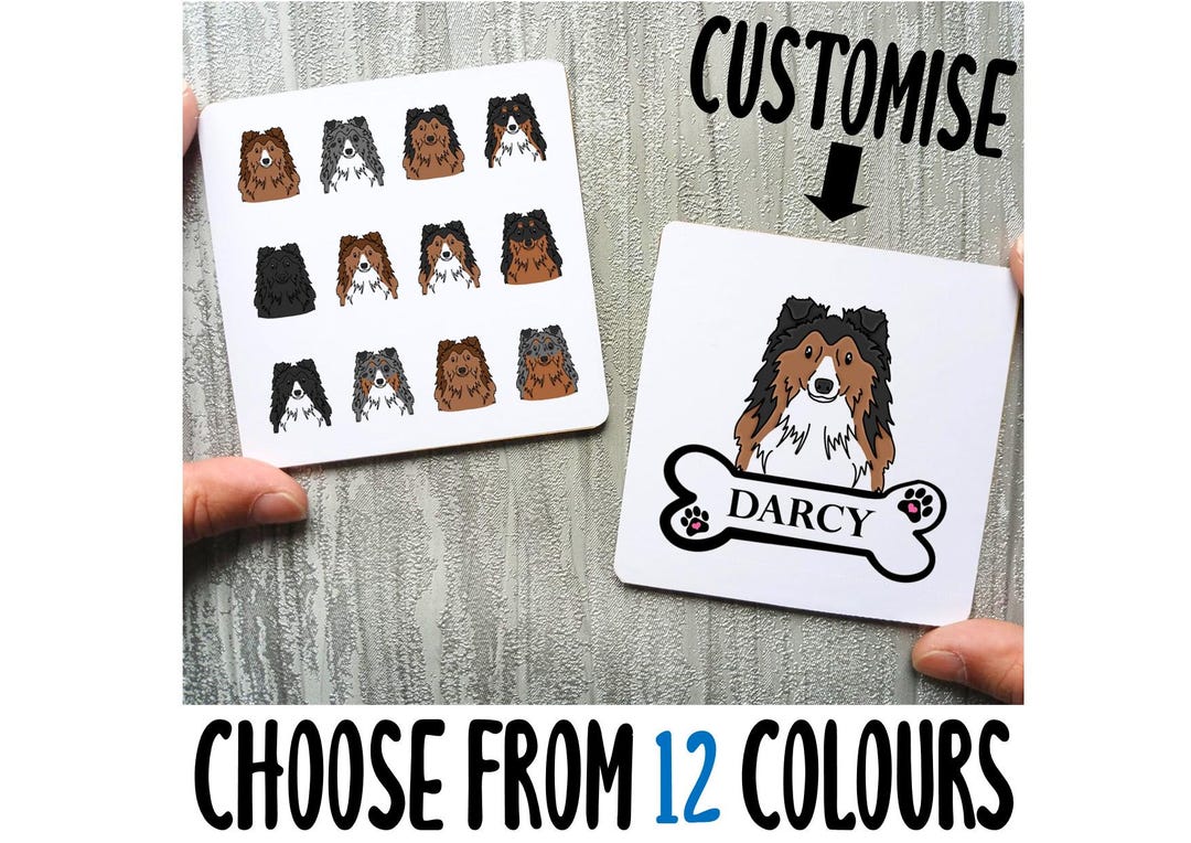 Shetland Sheepdog Coaster, Custom Dog Coaster Sheltie Personalised Dog ...