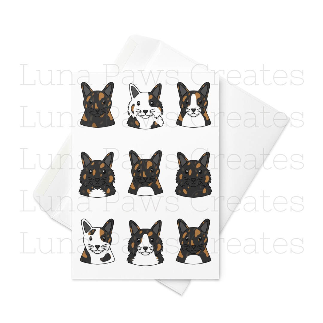 Tortoiseshell Cat Greetings Card, Cat Lover Card, Cat Print Greetings ...