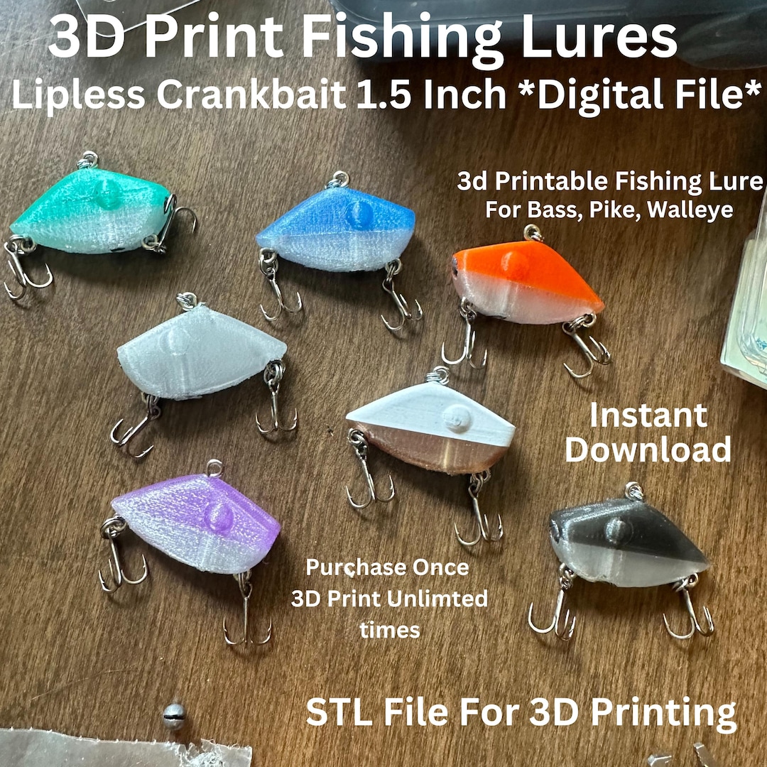 3D Print Fishing Lures Small Lipless Crankbait STL File for 3D Printing Easy to 3D Print Fish ...