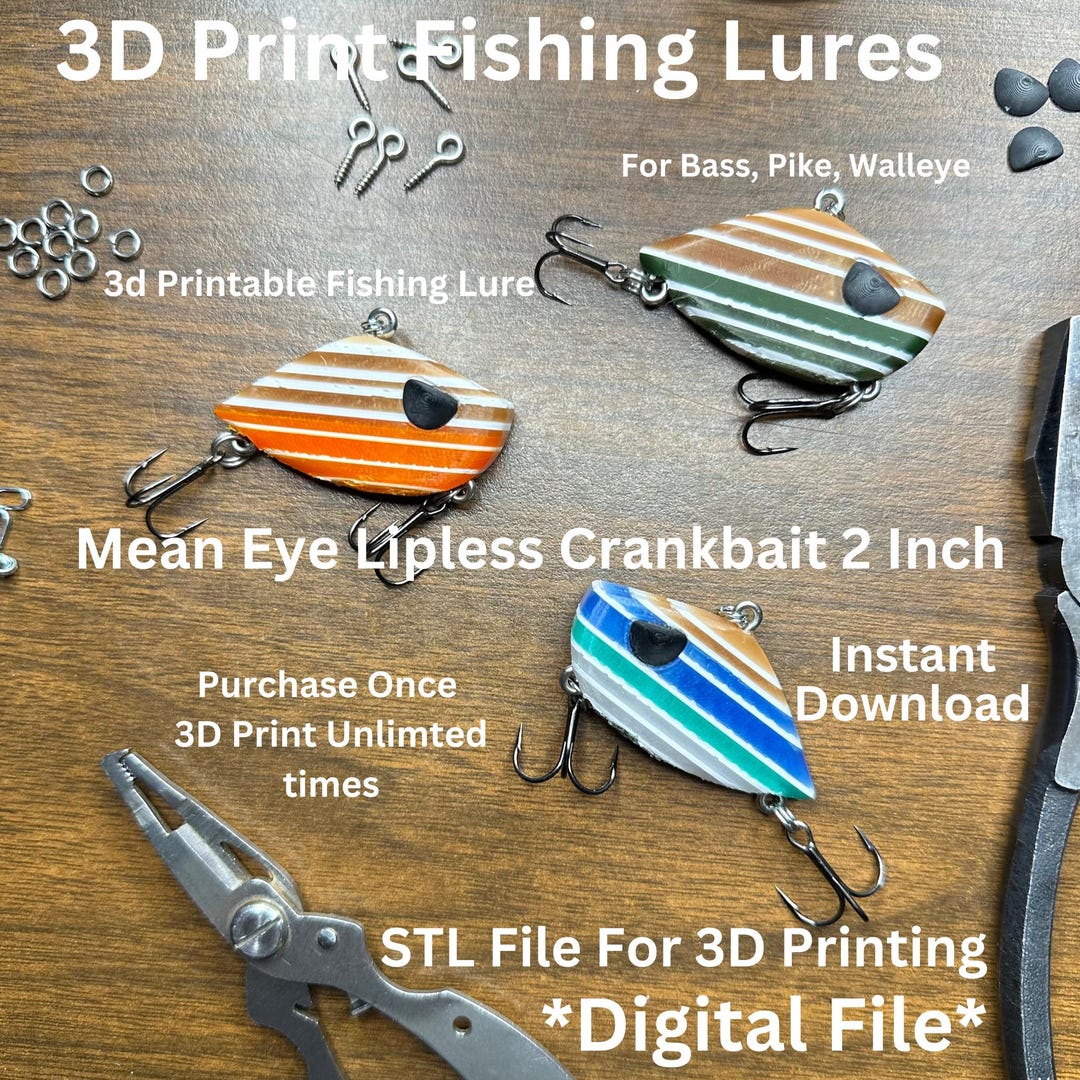 3D Print Fishing Lures 2 Inch Mean Eye Lipless Crankbait STL File for ...