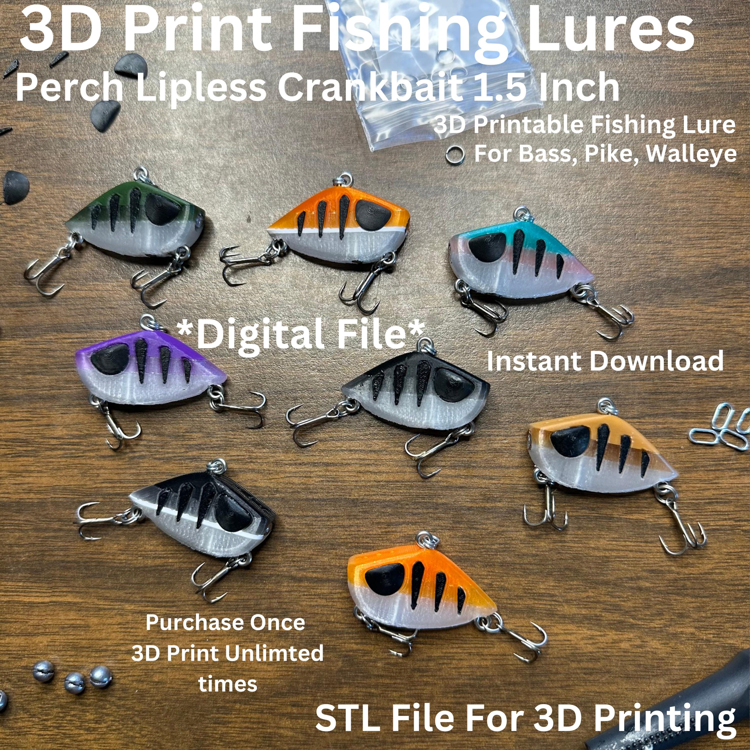 3D Print Fishing Lure Perch Lipless Crankbait for Bass Pike Walleye 3D ...