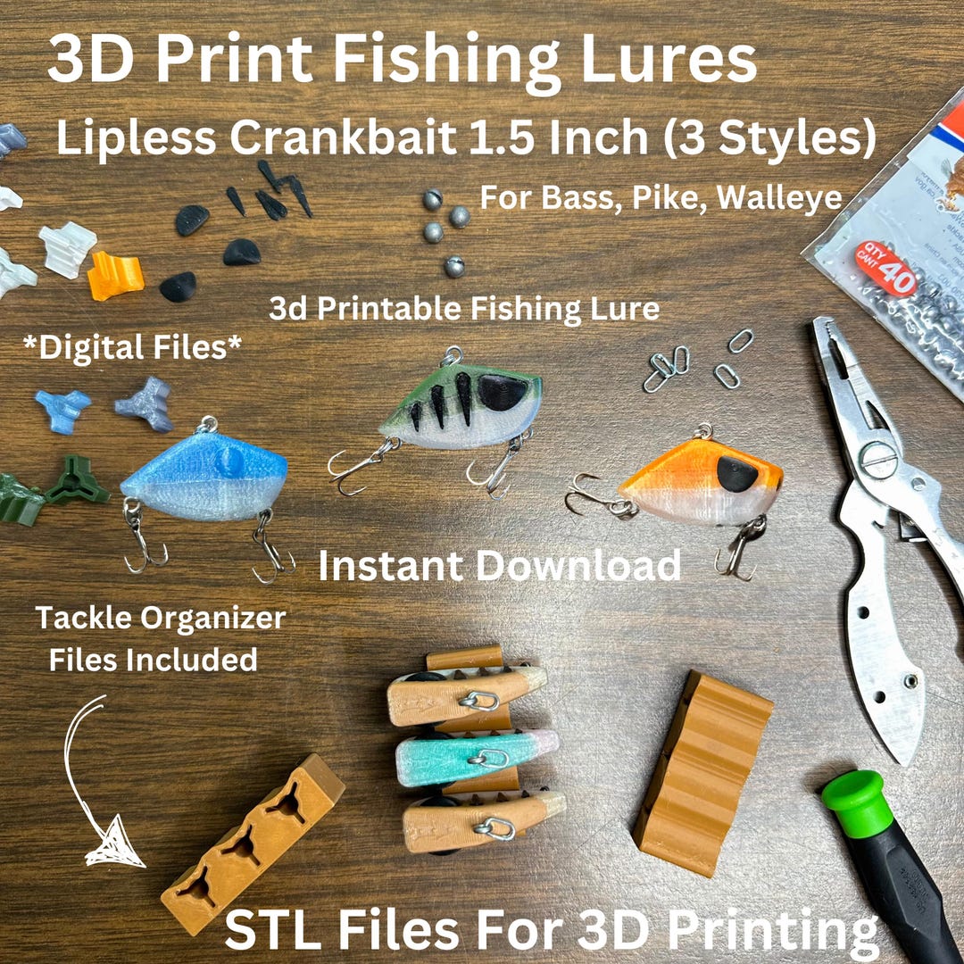 3D Printable Fishing Lure 3D Printed STL File for 3D Printer Fishing Lure 3D Printed Digital ...