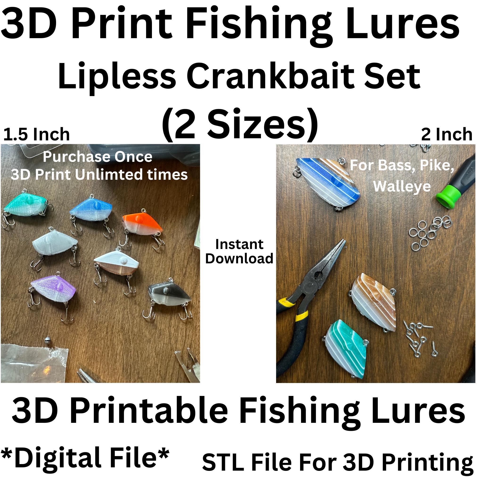 3D Print Fishing Lures Files (2 Sizes) Lipless Crankbait STL 3MF for 3D ...