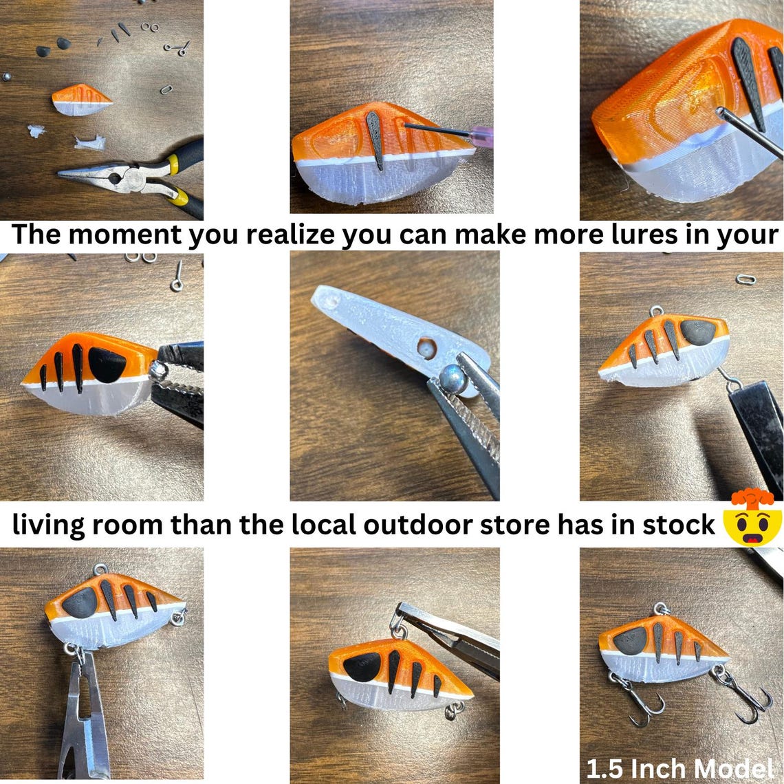 3D Print Fishing Lure Perch Lipless Crankbait for Bass Pike Walleye 3D ...