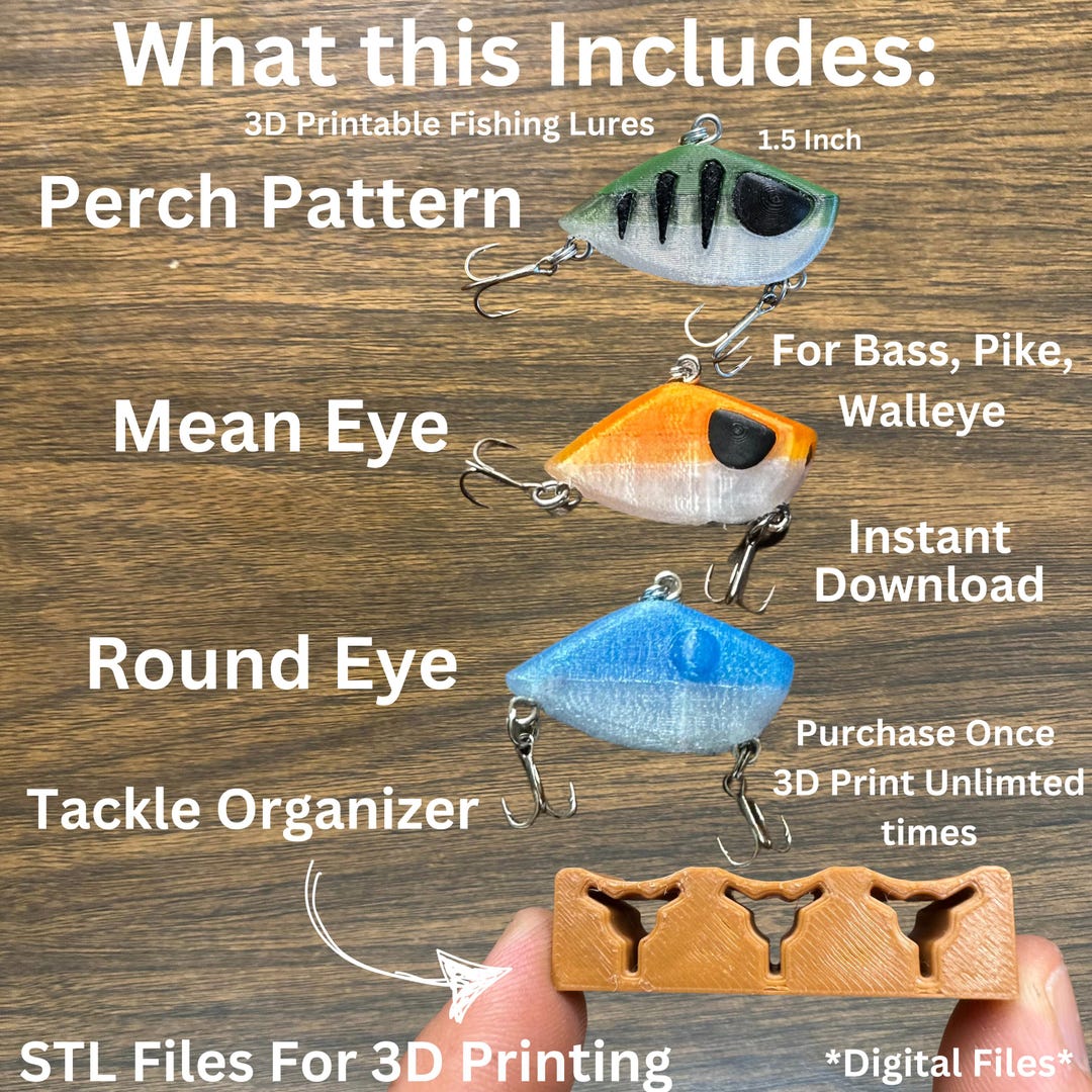 3D Printable Fishing Lure 3 Styles 3D Printed STL File for 3D Printer ...