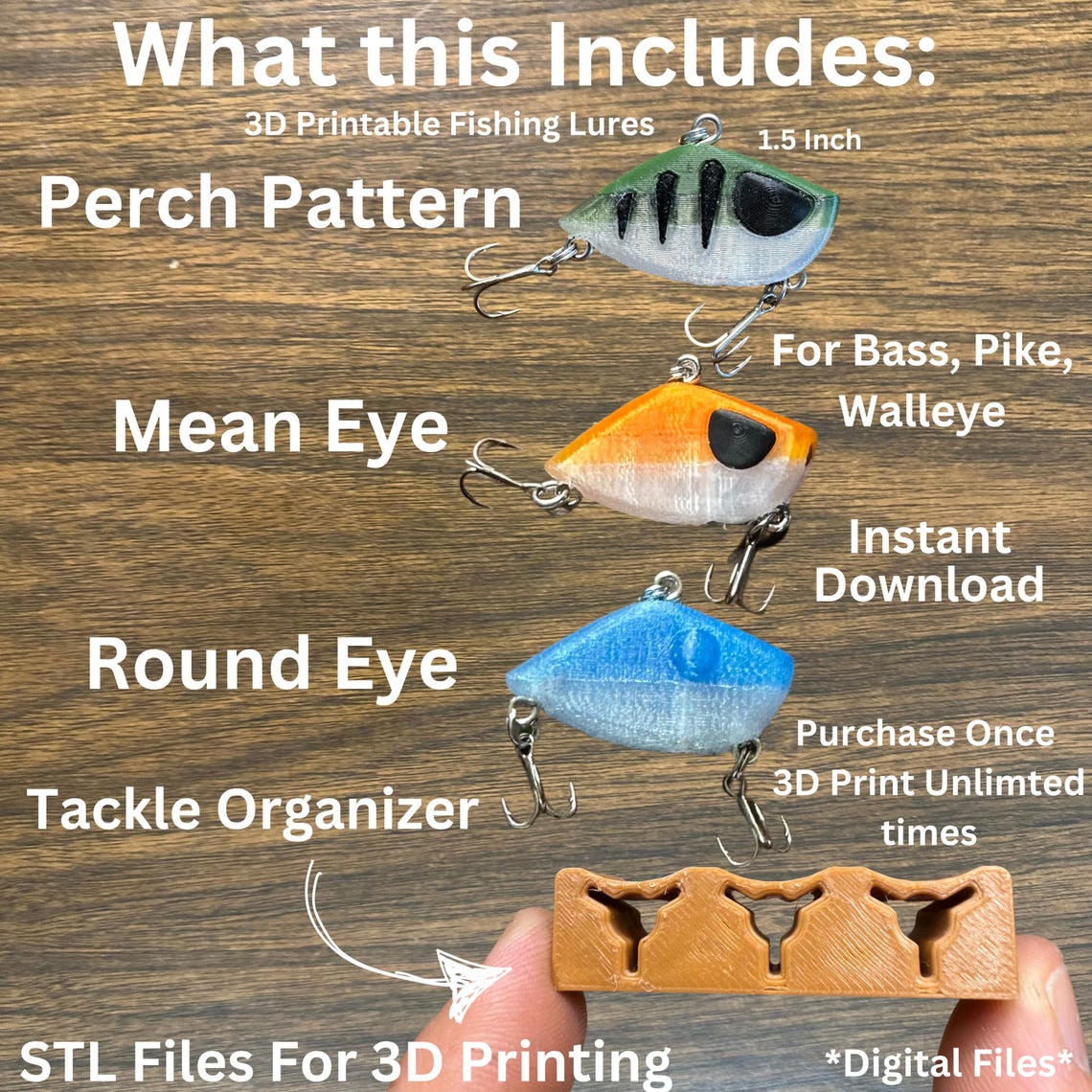 3D Printable Fishing Lure 3 Styles 3D Printed STL File for 3D Printer ...