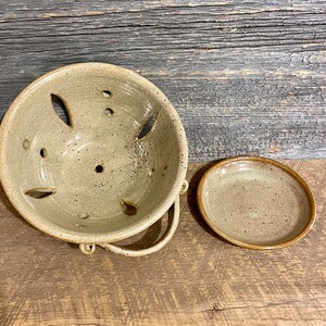 Sand Berry Bowl With Scroll Textured Handle and Drip Plate - Etsy