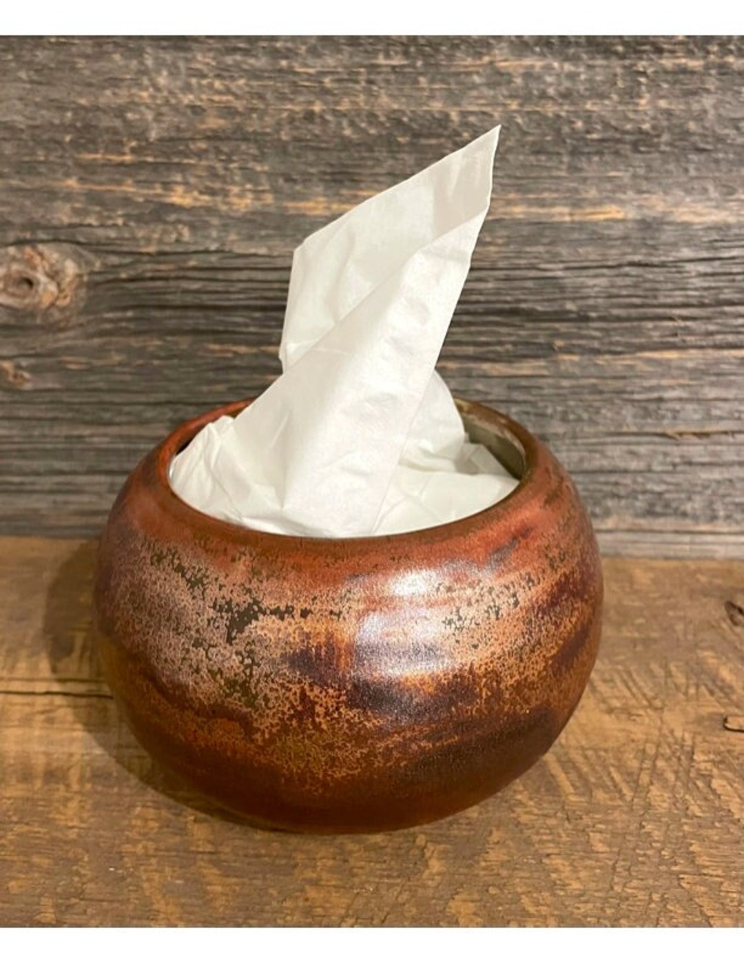 Tissue Bowl or Succulent Planter Glazed in Metallic Copper - Etsy