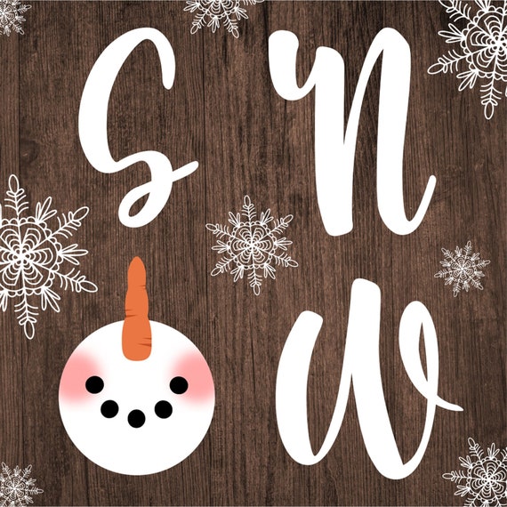 Word Snow With Snowman MDF Print Style 1 - Etsy