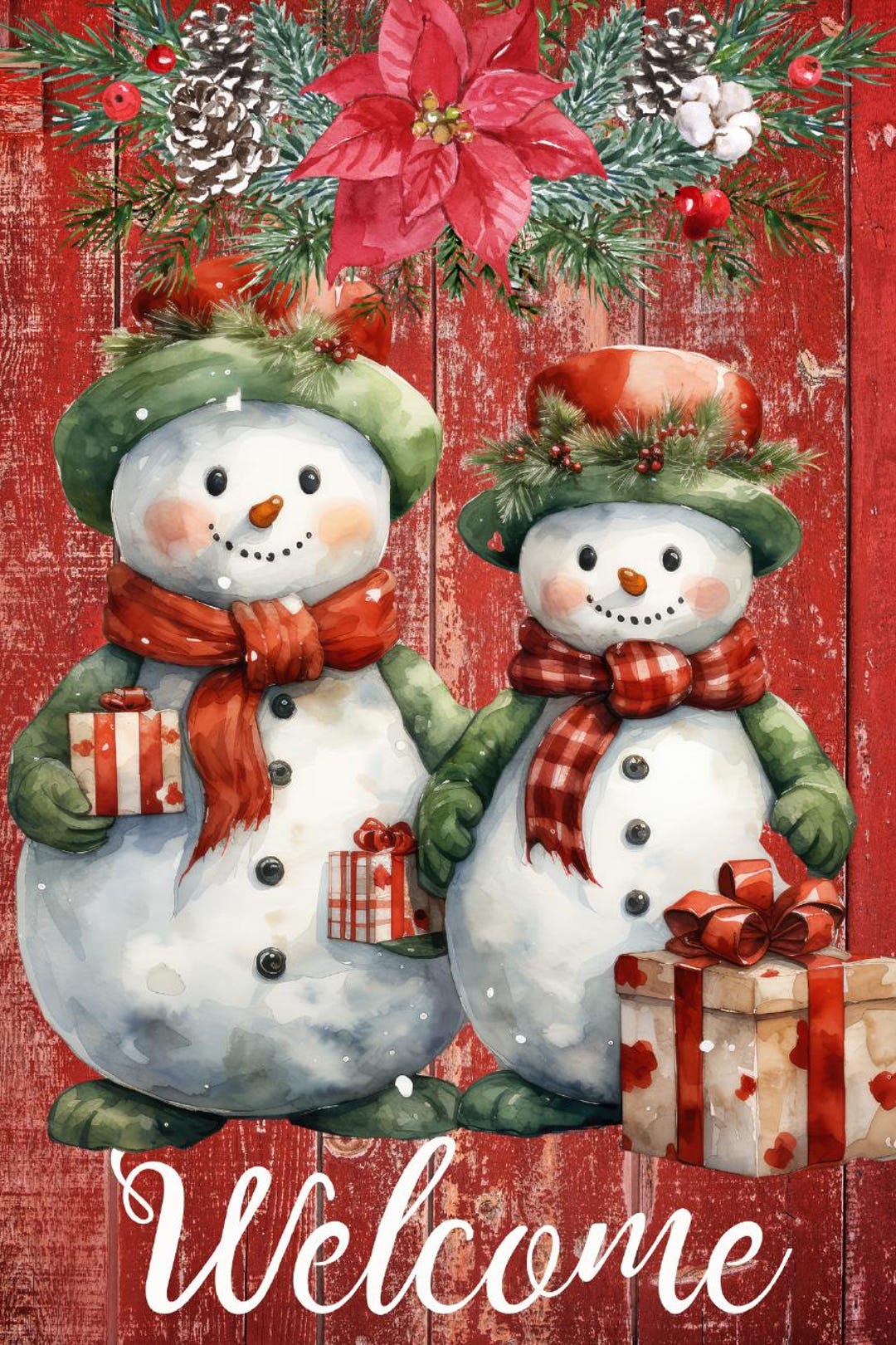 Welcome Snow Couple-12x18 Double-sided Garden Flag –UV Printed Vinyl ...