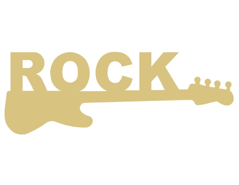 Word Rock With Guitar Cutout Unfinished Wood Rocker Decor Band | Etsy