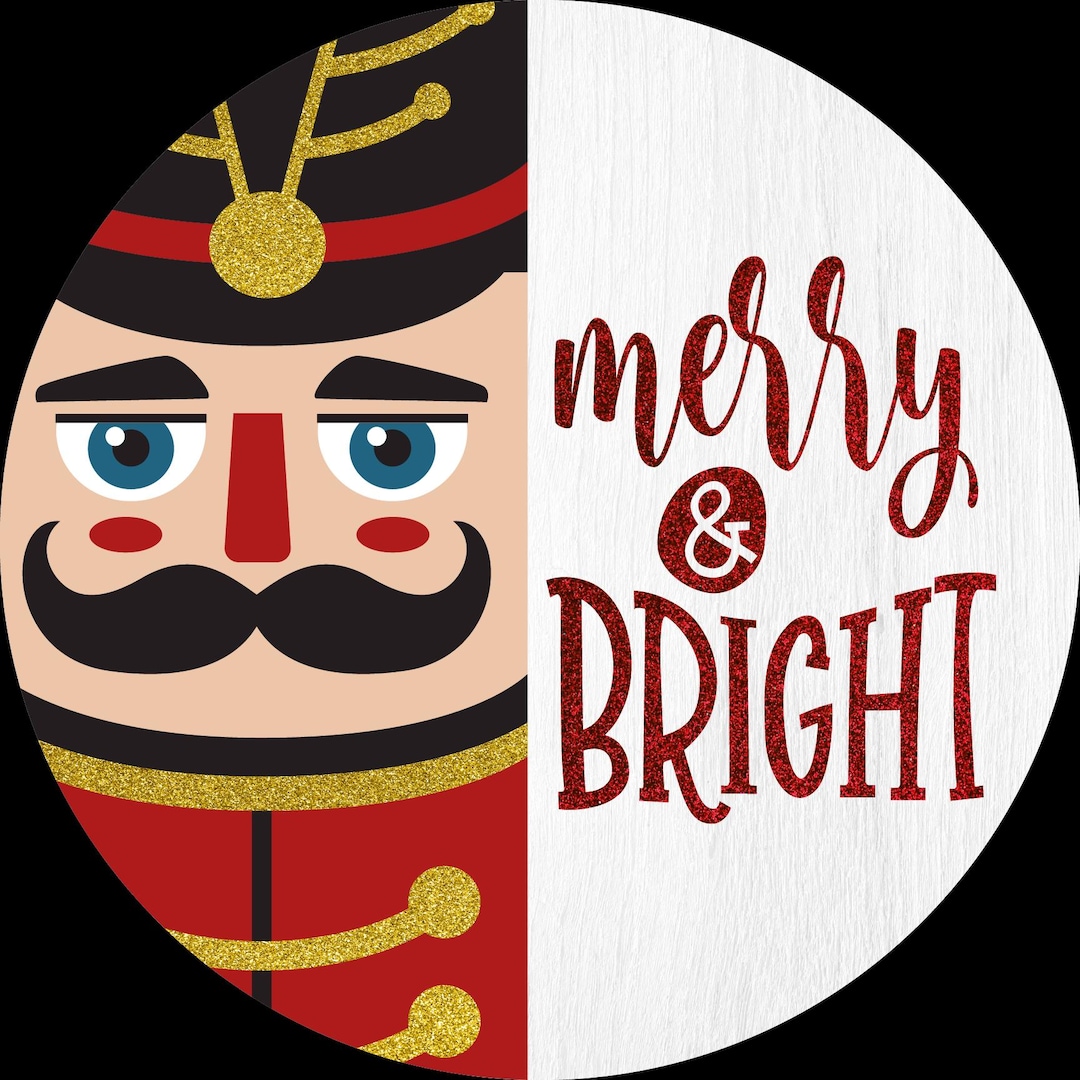 CHRISTMAS DECOR Merry & Bright Nutcracker MDF Print Style 5 Door Hanger ...