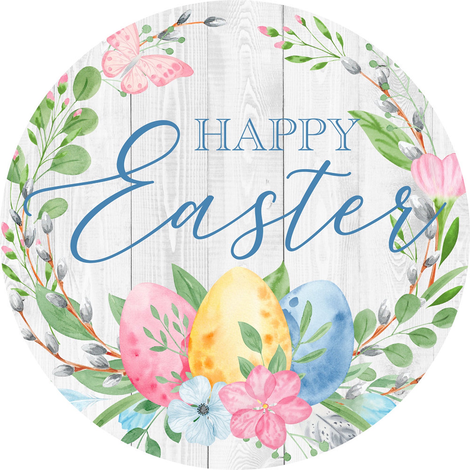 Happy Easter Wreath MDF Style 1 - Etsy