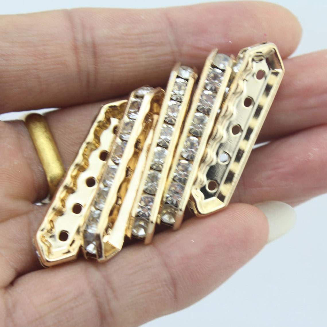 Jewelry Separator Bars With Crystals,5 Holes Flat Spacer Bar,jewelry ...