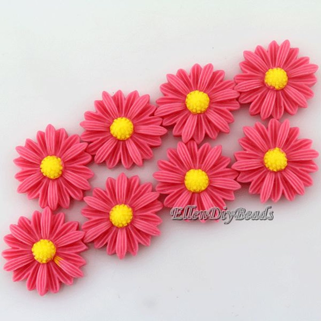 20pcs -- 22mm Peach Pink Resin Flower Cabochons, Pink Resin Flowers ...